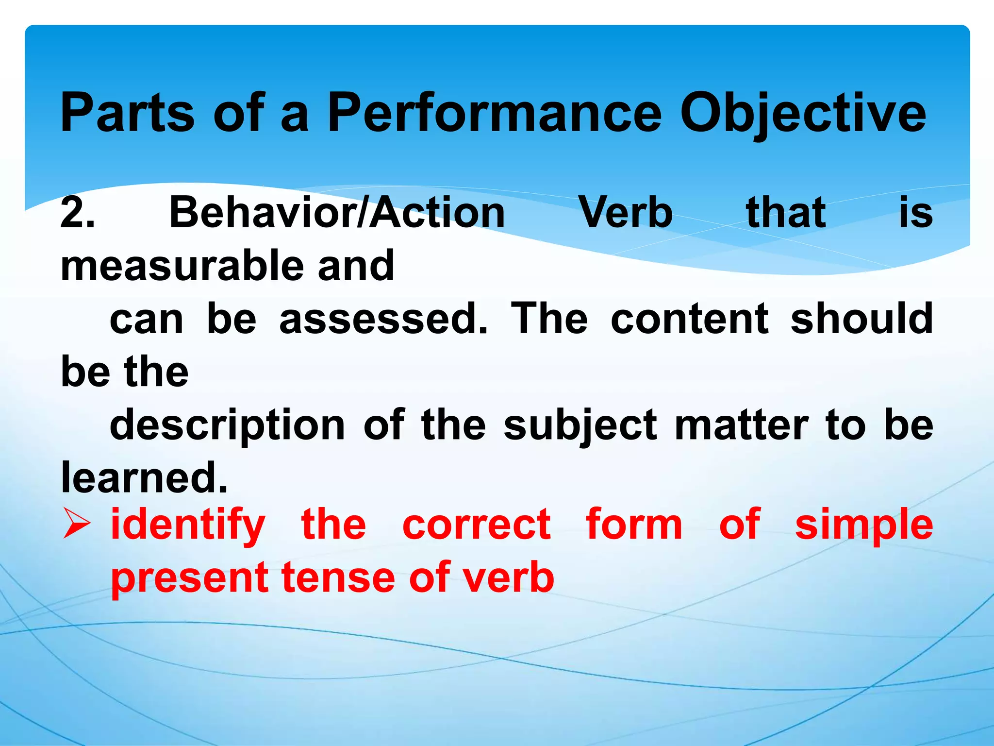 Instructional learning objectives | PPTX | Educational Assessment | Education