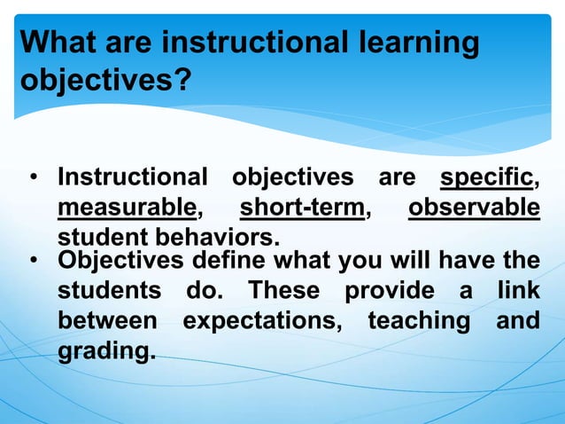 Instructional learning objectives | PPTX | Educational Assessment | Education