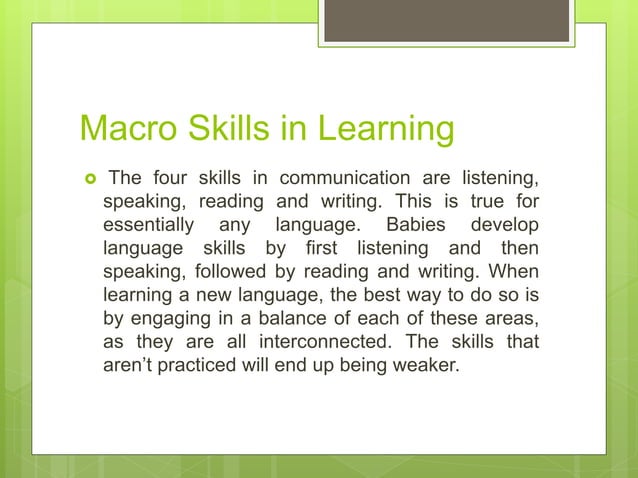 Macro Skills Instructional Media For Activity 14 Ppt Free Download