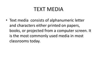 Instructional meida.pptx categories | PPT