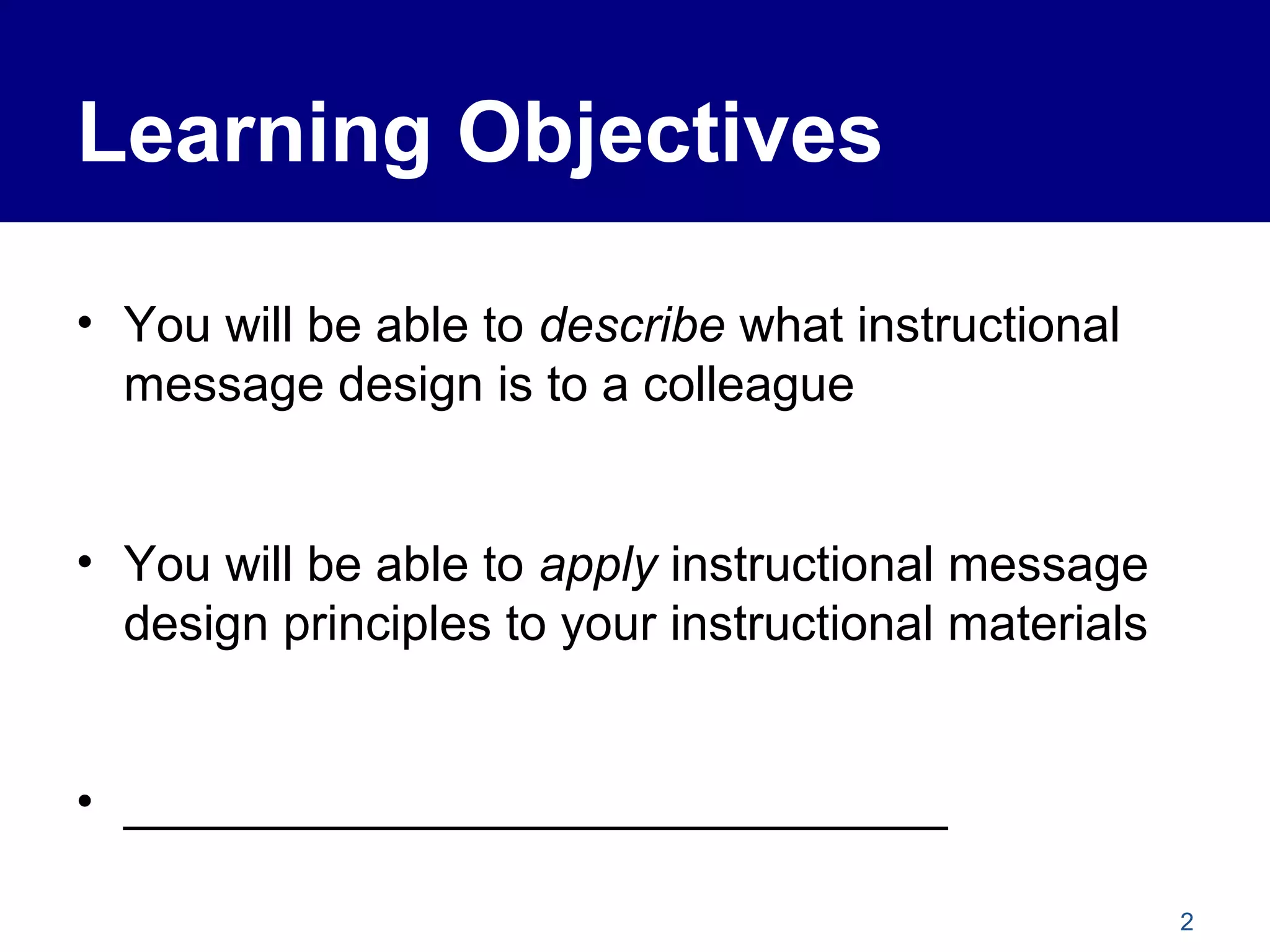 Instructional message design | PPT