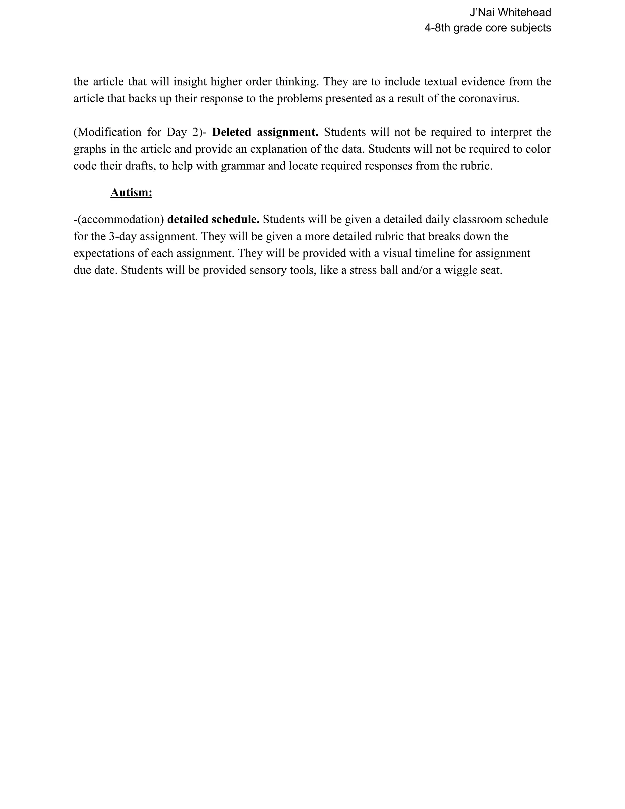 Instructional Modification_ Accommodation Lesson Plan Assignment ...