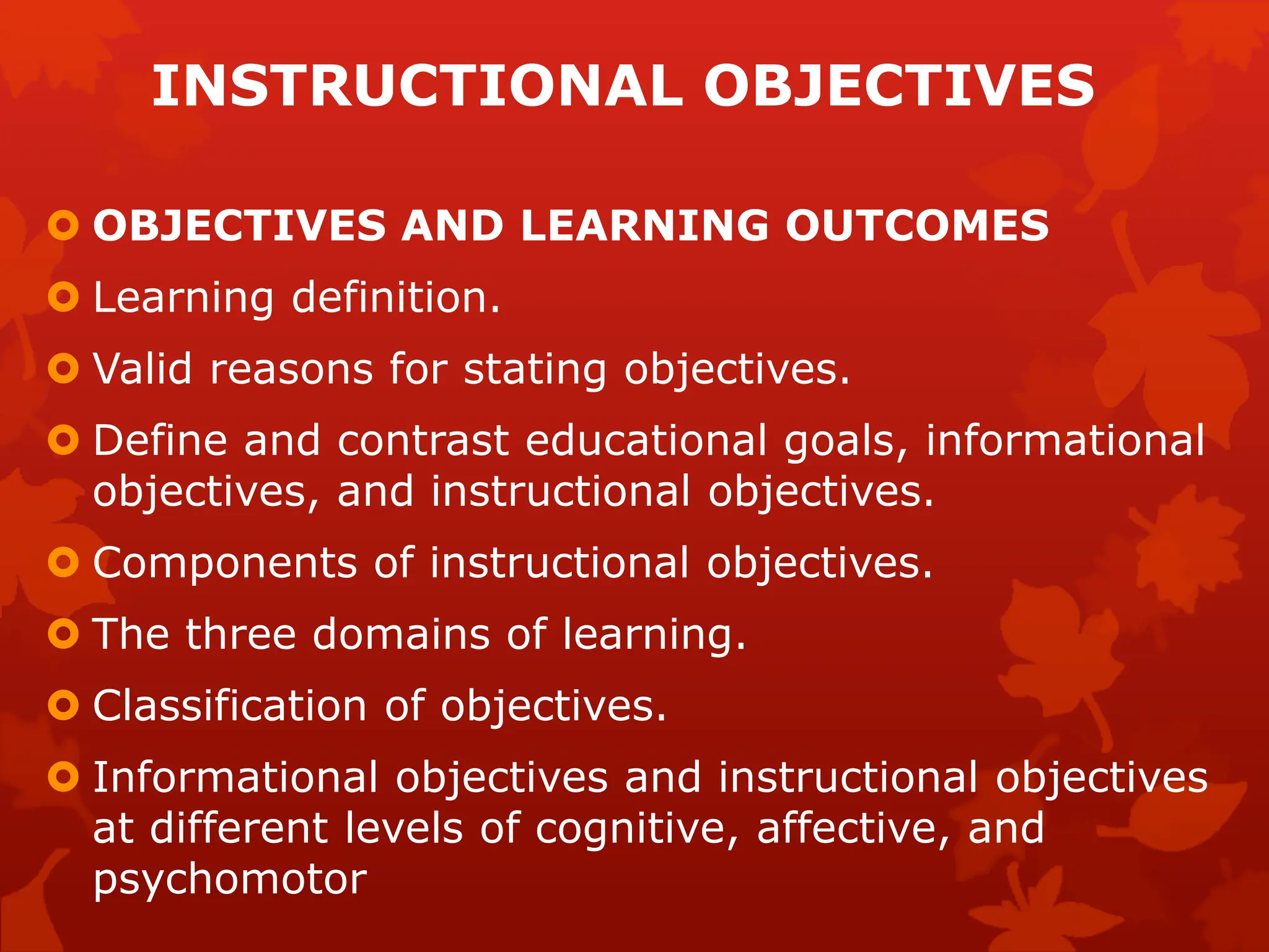 Instructional Objectives and Learning Outcomes | PPTX