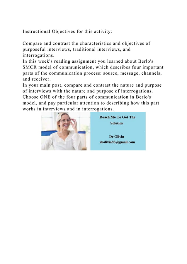 Instructional Objectives for this activityCompare and contrast .docx