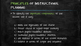 Instructional Planning (Principles of Teaching) | PDF