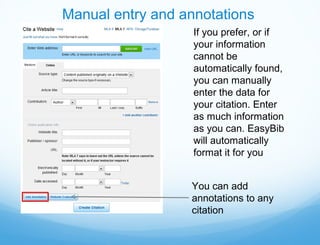 EasyBib Instructional presentation | PPT | Technology & Computing