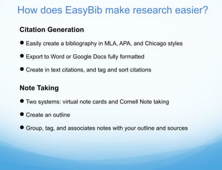 EasyBib Instructional presentation | PPT | Technology & Computing
