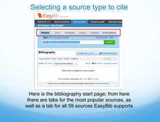 EasyBib Instructional presentation | PPT