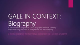 Gale In Context: Biography - A Ready Reference Guide for High School ...