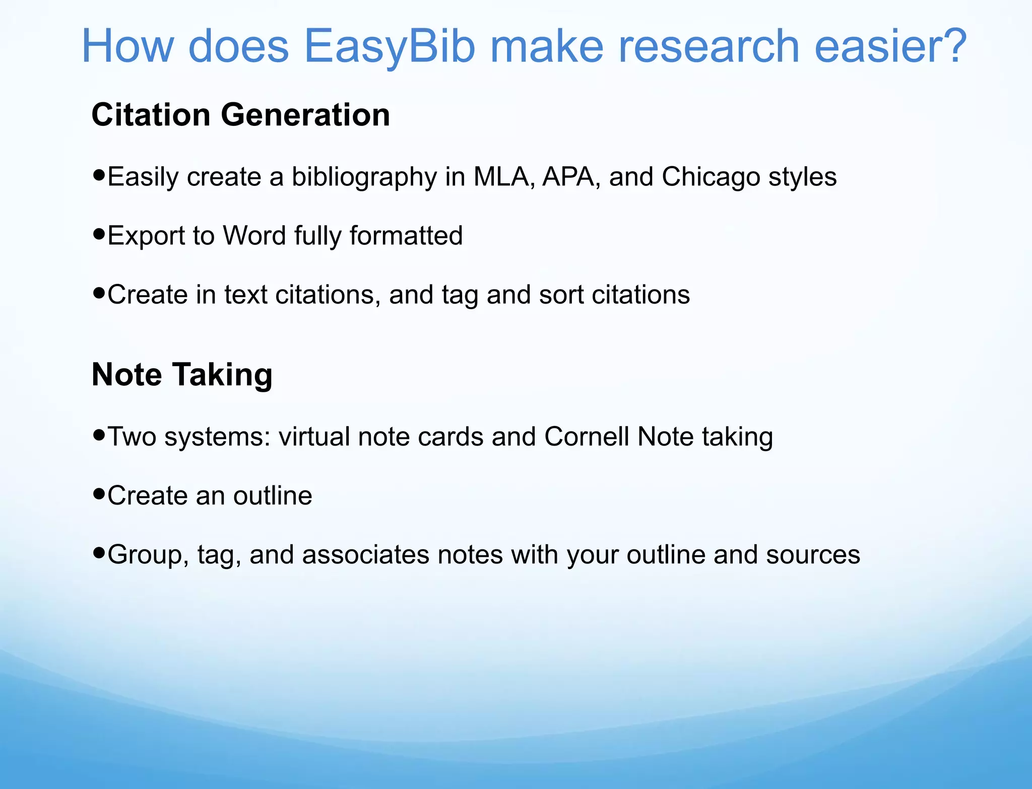 EasyBib Instructional Guide for Loreto Kirribilli | PPT
