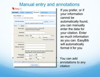 EasyBib Instructional Guide for Loreto Kirribilli | PPT