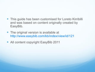 EasyBib Instructional Guide for Loreto Kirribilli | PPT