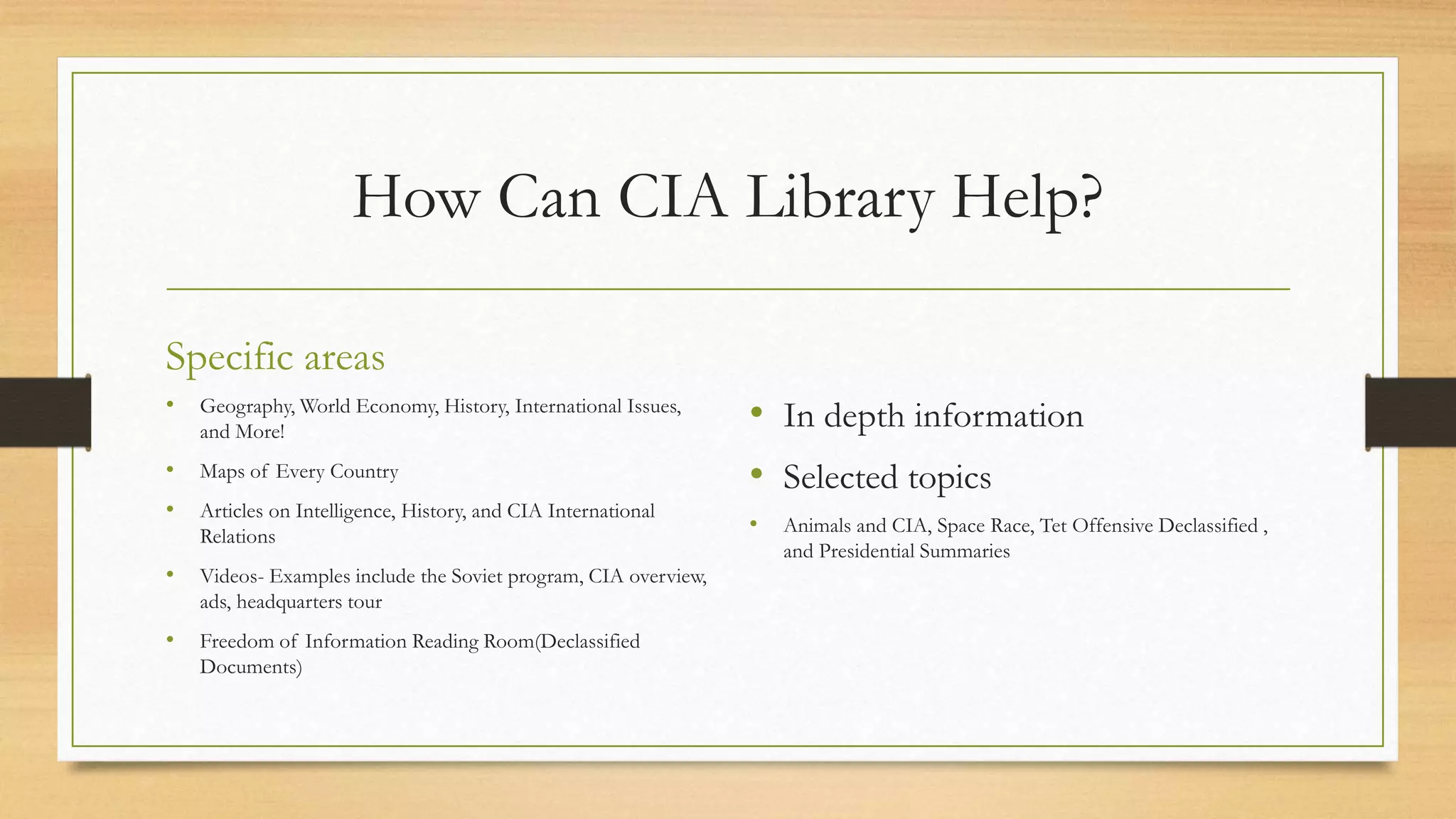 CIA Library Presentation | PPTX