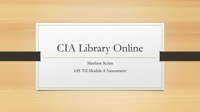 CIA Library Presentation | PPT