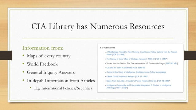 CIA Library Presentation | PPT