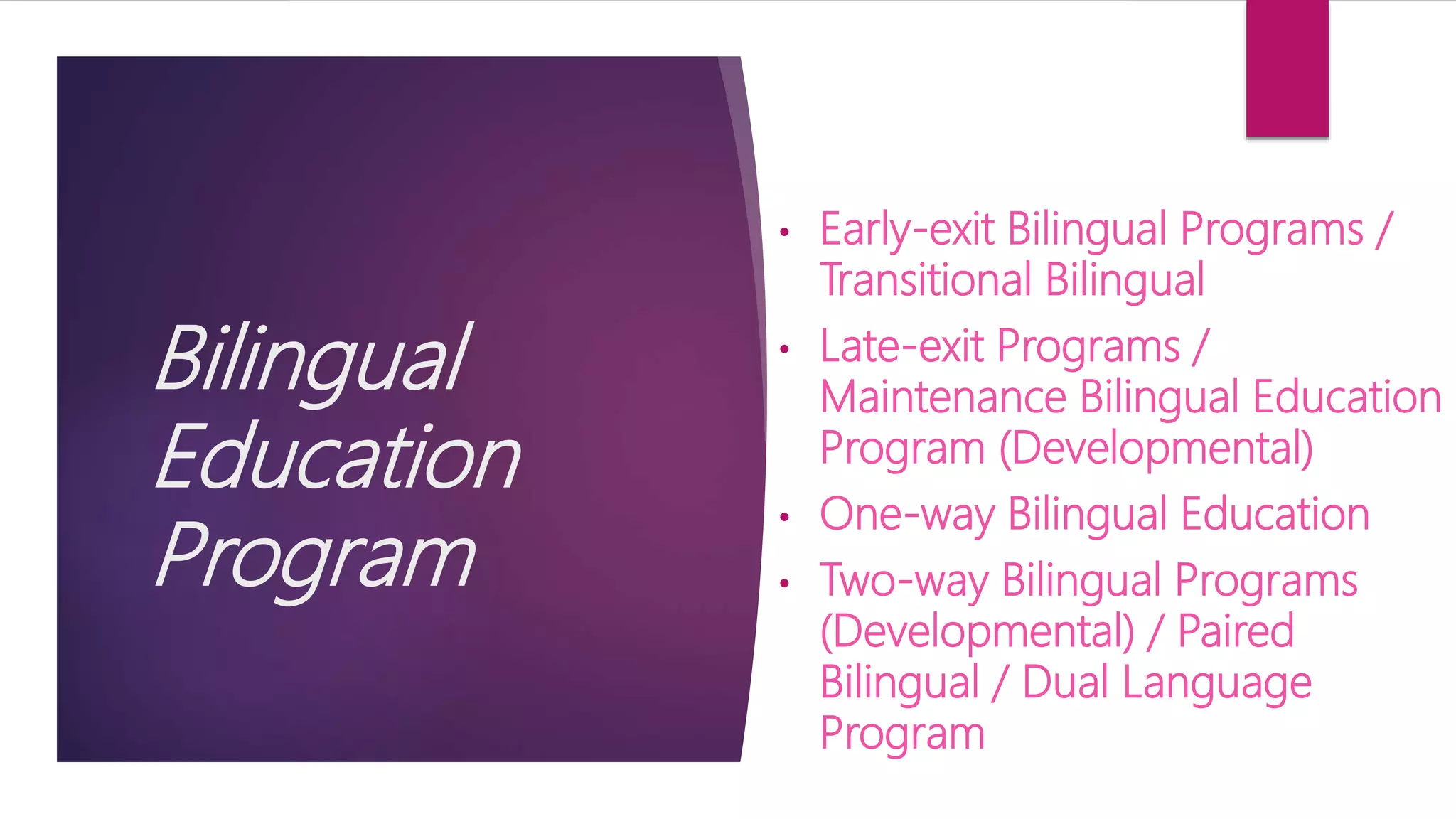 Instructional Programs for English Language Learners (ELL) | PPT