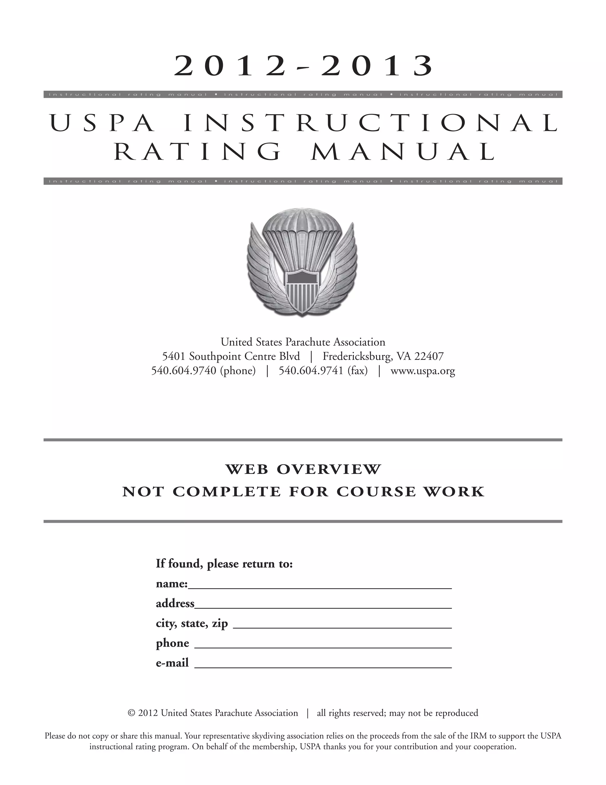Instructional rating course uspa | PDF