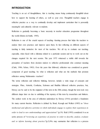 An effective Mathematics teacher is a Reflective Practitioner | DOCX ...