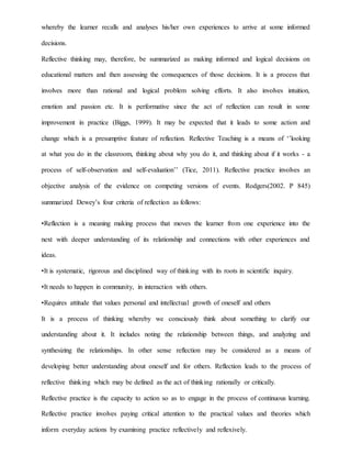 An effective Mathematics teacher is a Reflective Practitioner | DOCX ...