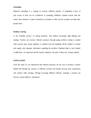 An effective Mathematics teacher is a Reflective Practitioner | DOCX ...