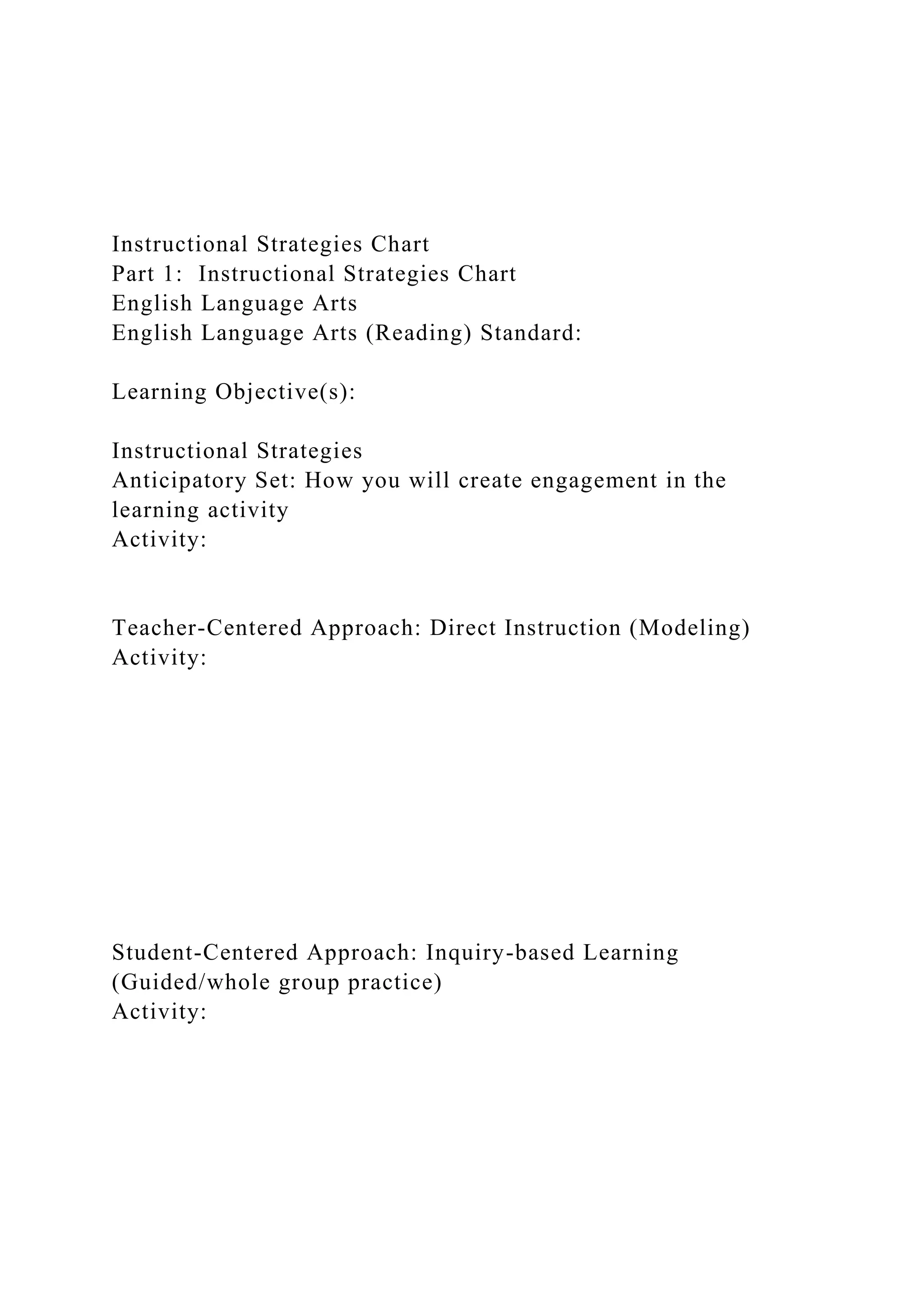 Instructional Strategies ChartPart 1 Instructional Strateg.docx