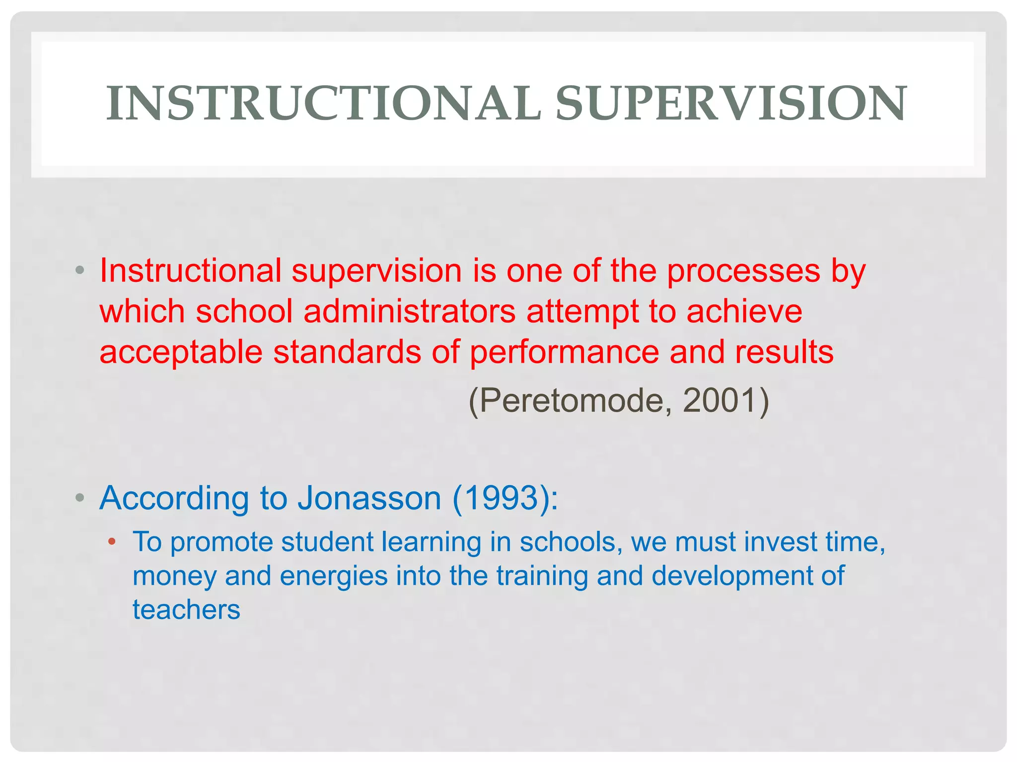 Instructional supervision,its models and school supervision | PPTX