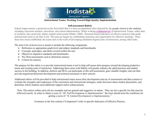 Indistar® Instructional team Self-Assessment Rubric | PPT