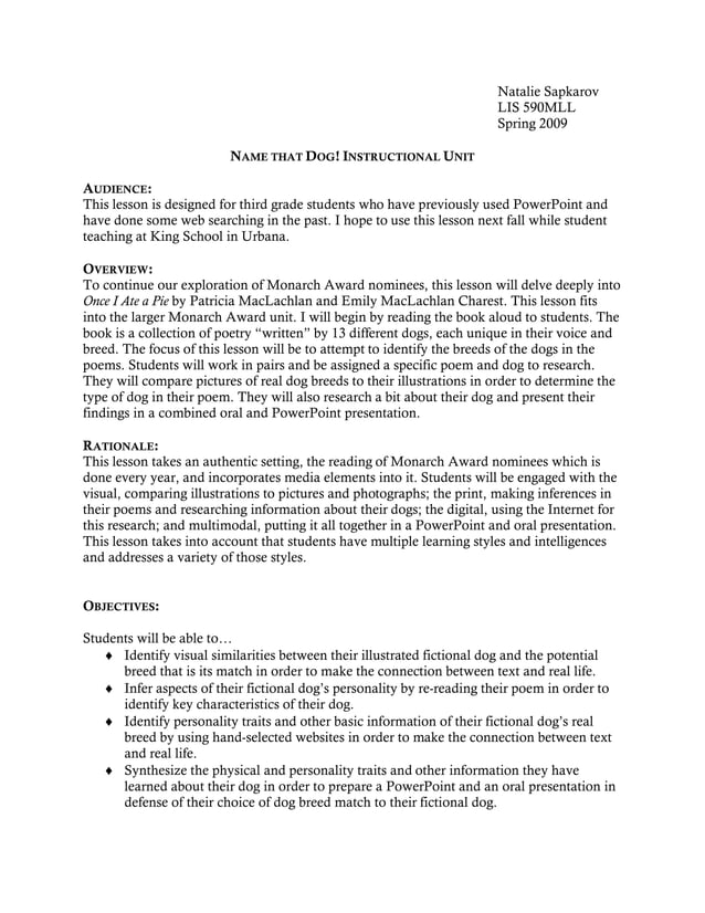 Monarch Award Instructional Unit | PDF