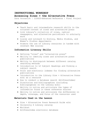 Accessing Zines & the Alternative Press: An Instructional Workshop ...