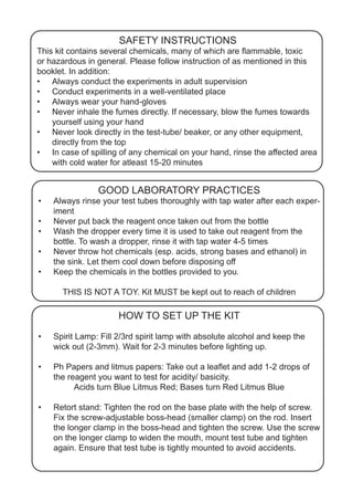 Instruction Manual Chemistry Class 6 CBSE ICSE | PDF