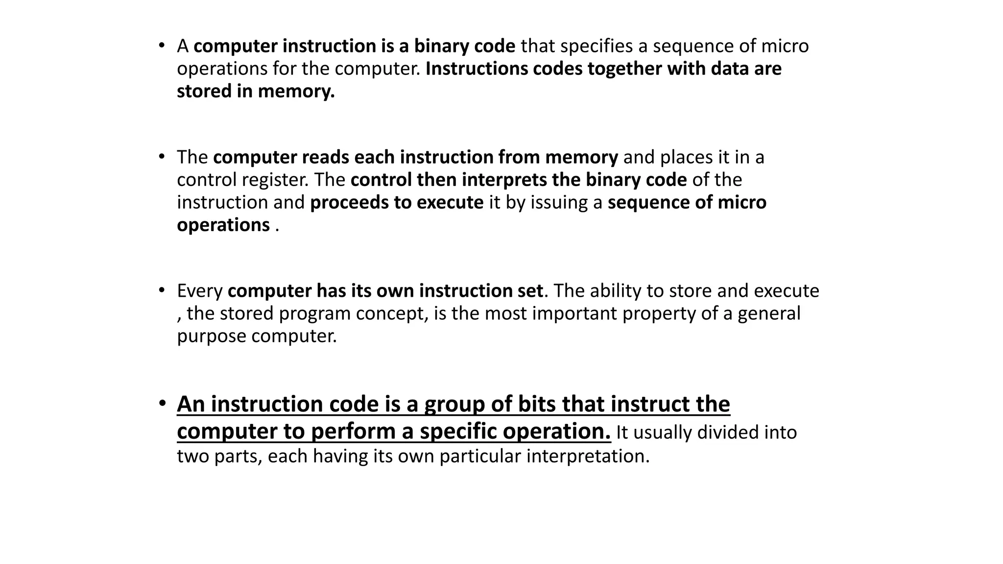 Instruction code and formets is a binary pattern | PDF