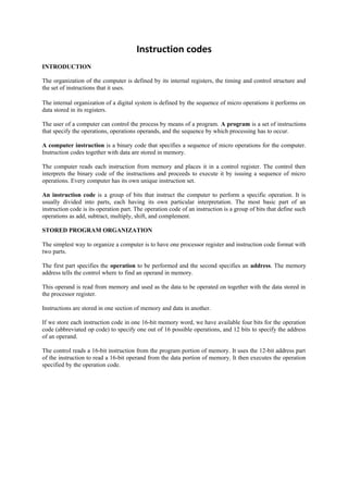 Instruction codes | DOC | Operating Systems | Computer Software and ...