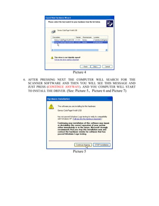 Instruction for installing scanner under xp | RTF