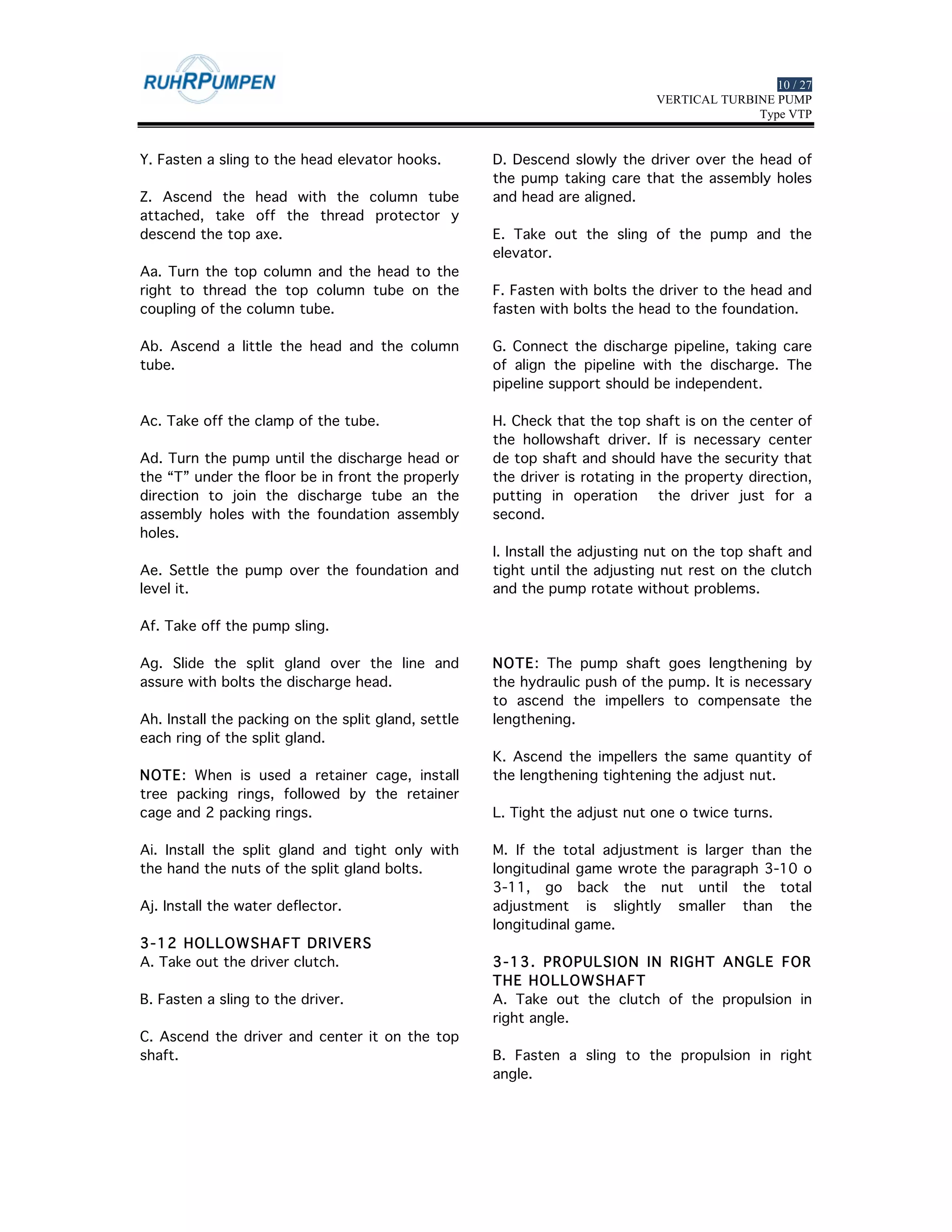 Instruction for installation guidelines vertical turbine pump | PDF