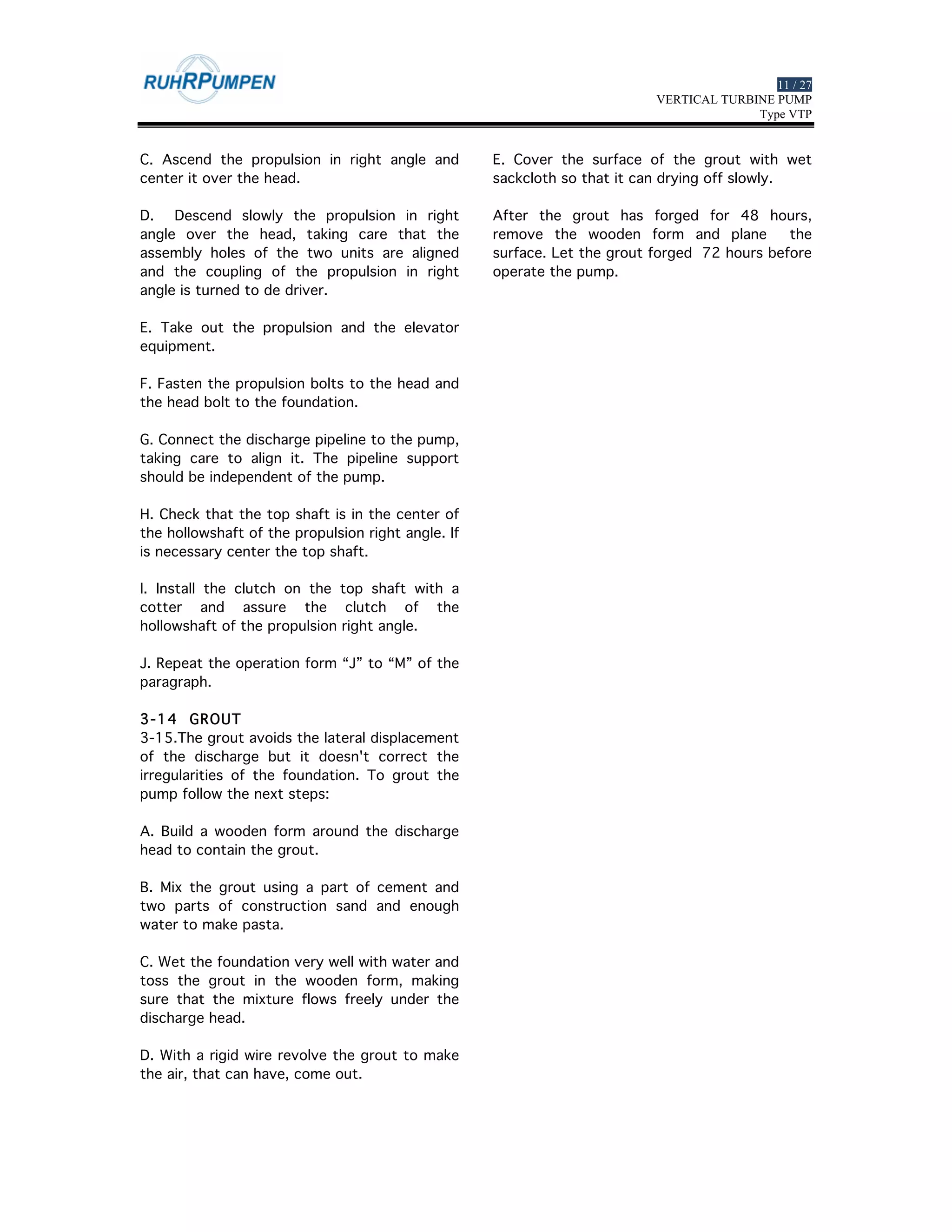 Instruction for installation guidelines vertical turbine pump | PDF