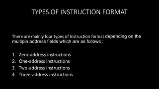 INSTRUCTION FORMAT.pptx | Programming Languages | Computing