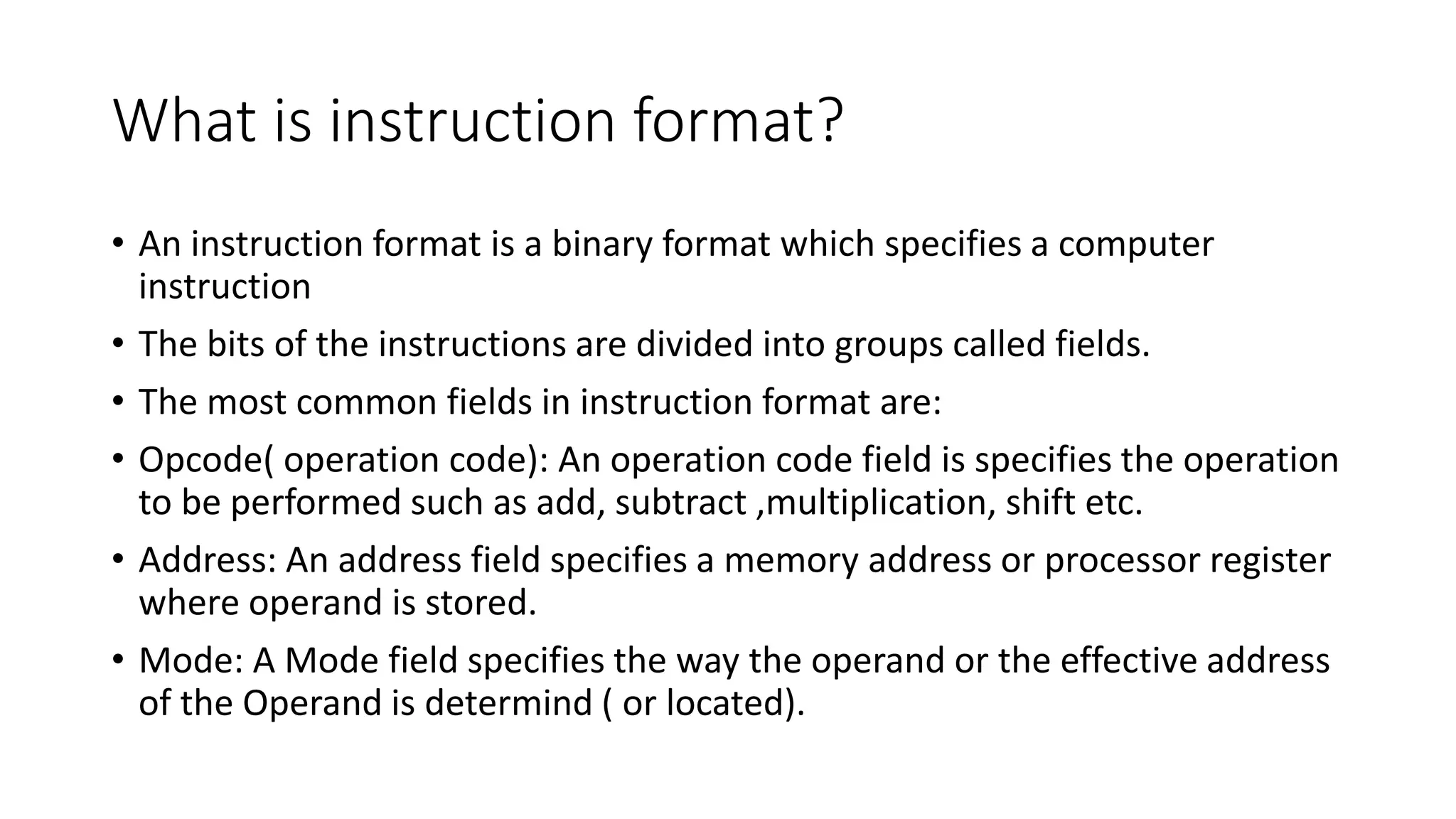 Instruction Formats Pptx Programming Languages Computing