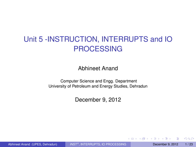 Instruction, interrupts & io processing | PPT
