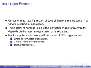 Instruction, interrupts & io processing | PPT