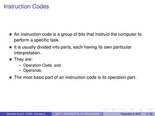 Instruction, interrupts & io processing | PPT
