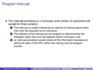 Instruction, interrupts & io processing | PDF