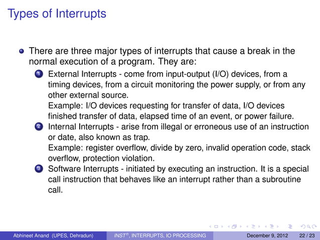 Instruction, interrupts & io processing | PDF