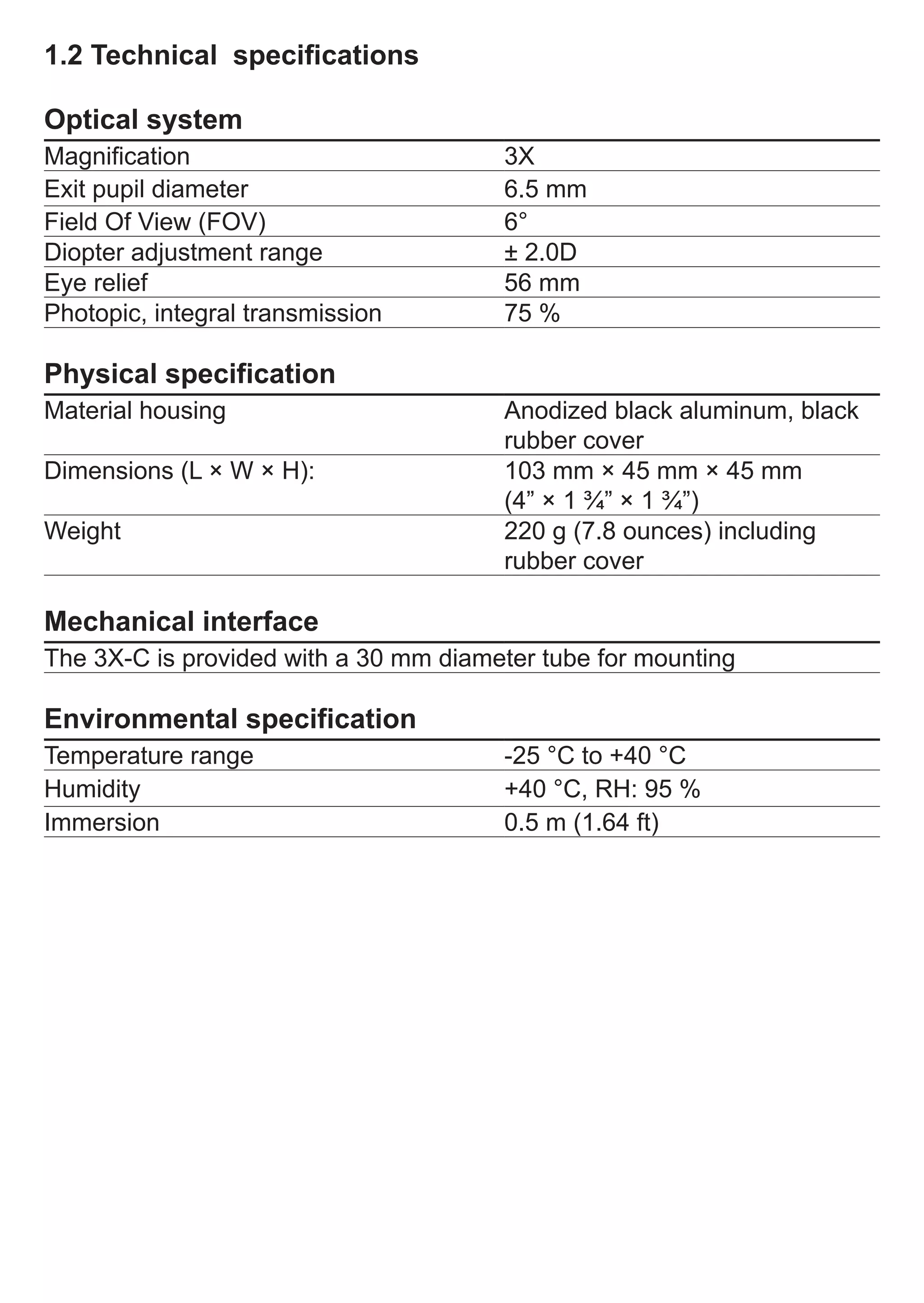 Instruction manual | Aimpoint 3X-C | Optics Trade | PDF