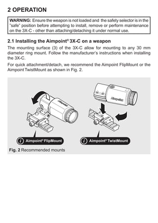 Instruction manual | Aimpoint 3X-C | Optics Trade | PDF
