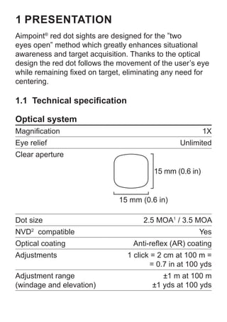 Instruction Manual | Aimpoint Acro P-2 | Optics Trade | PDF