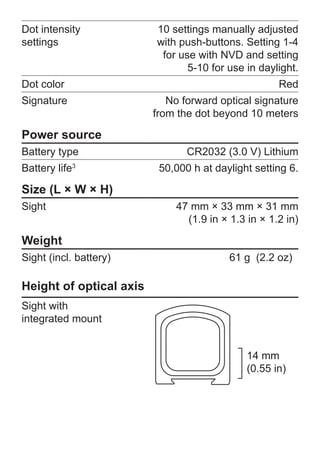 Instruction Manual | Aimpoint Acro P-2 | Optics Trade | PDF