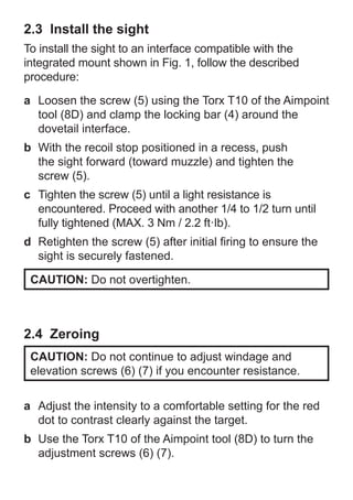 Instruction Manual | Aimpoint Acro P-2 | Optics Trade | PDF