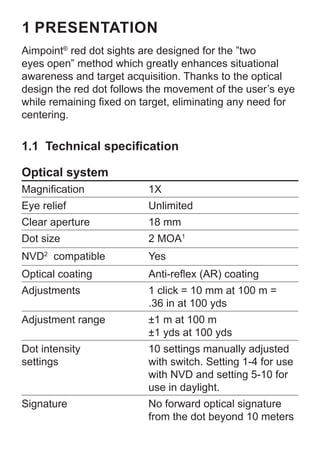 Instruction manual | Aimpoint CompM5 | Optics Trade | PDF