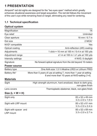 Instruction Manual | Aimpoint CompM5b | Optics Trade | PDF