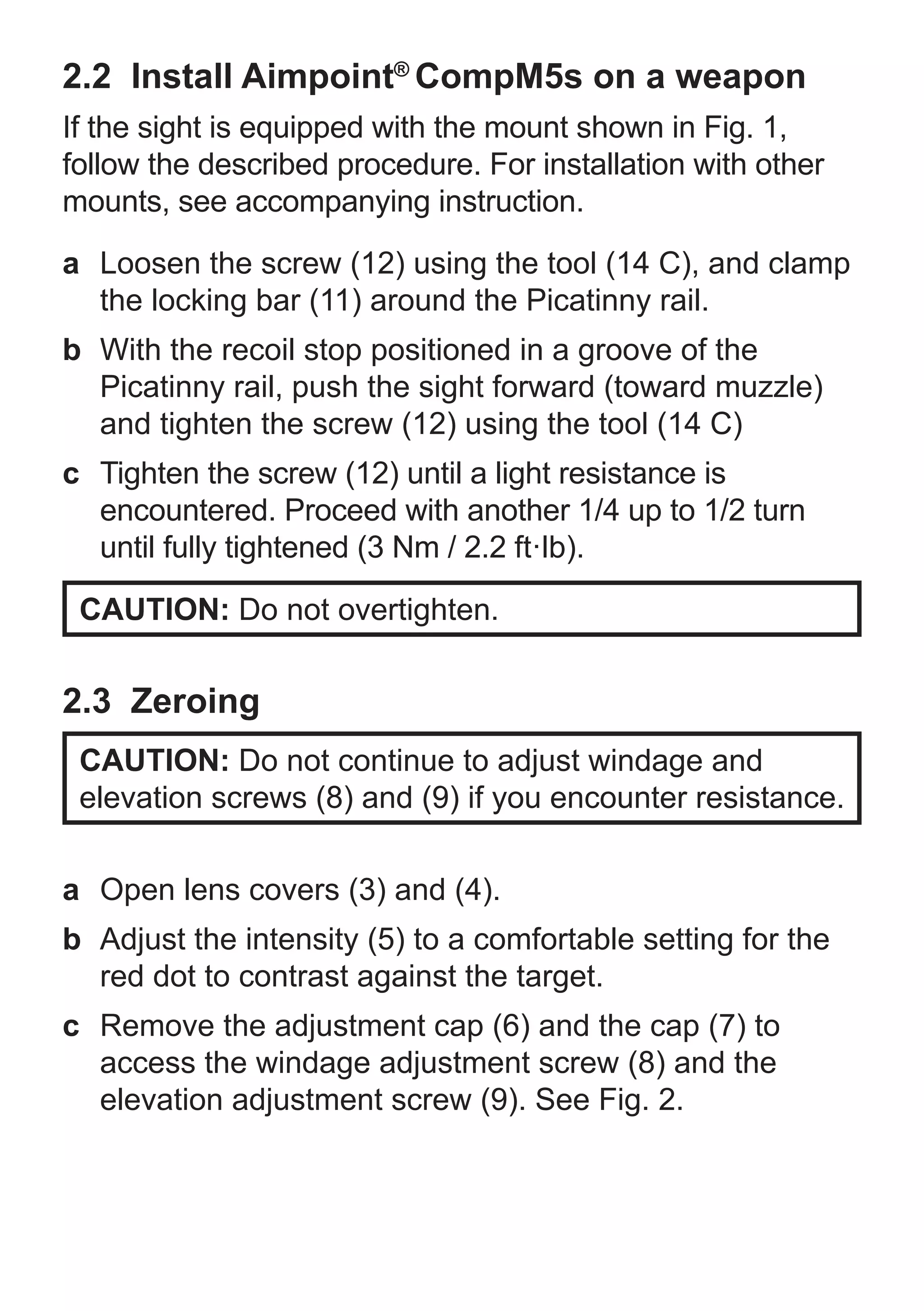 Instruction manual | Aimpoint CompM5s | Optics Trade | PDF